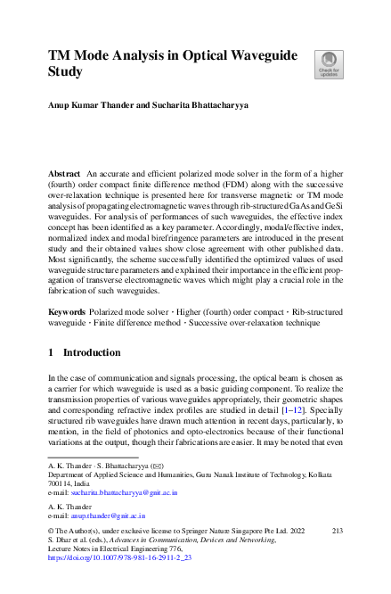 (PDF) TM Mode Analysis in Optical Waveguide Study