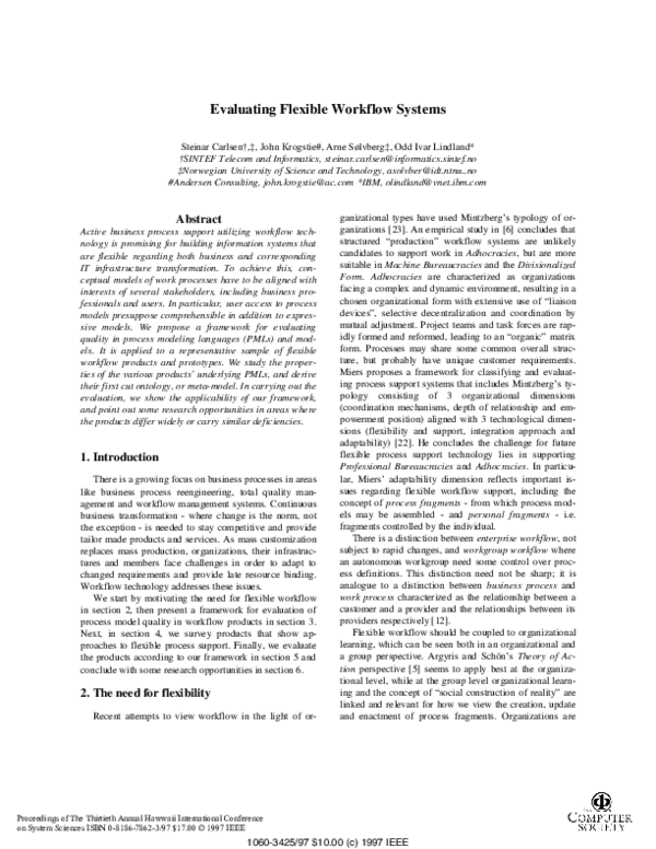 (PDF) Evaluating flexible workflow systems