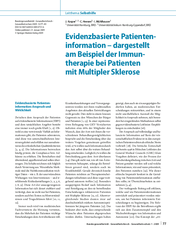 (PDF) [Evidence-based patient information: the example of immunotherapy ...