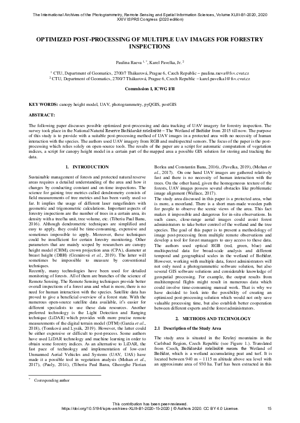 (PDF) Optimized Post-Processing of Multiple Uav Images for Forestry Inspections
