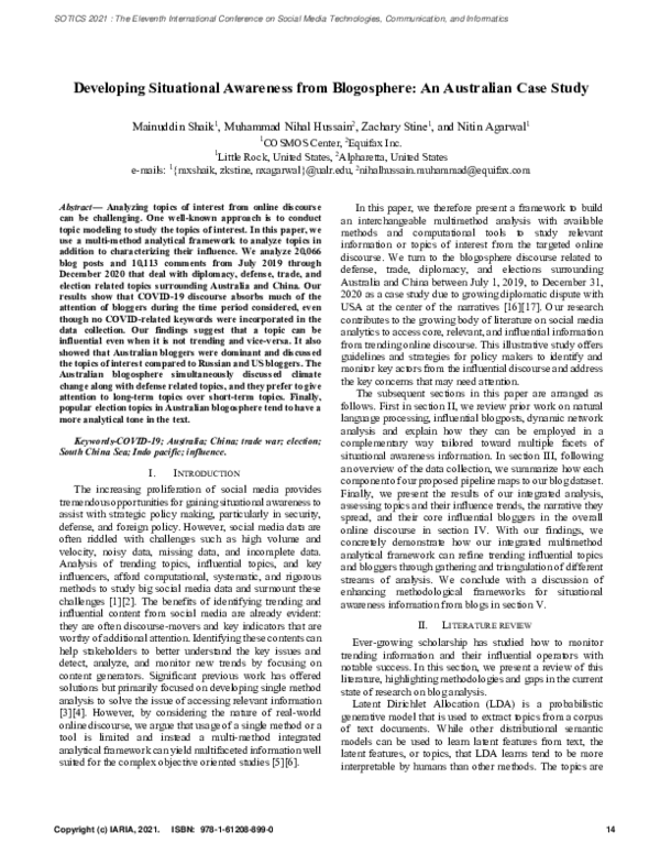 (PDF) Developing Situational Awareness from Blogosphere: An Australian ...