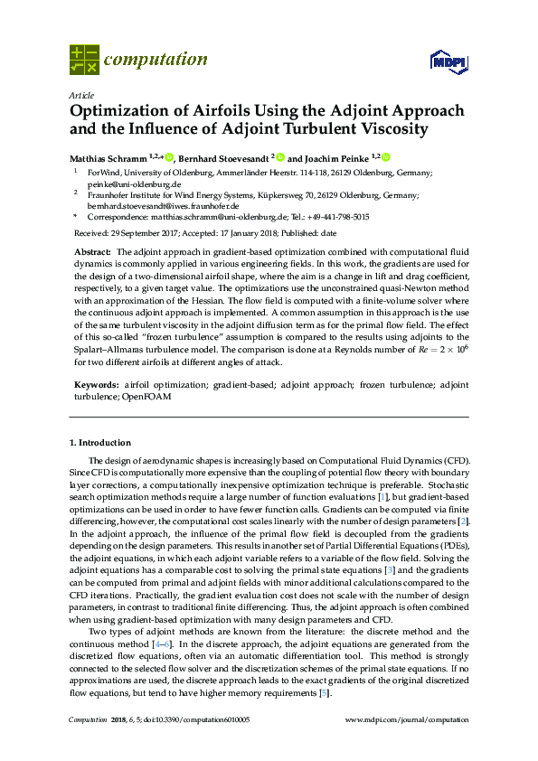 (PDF) Optimization of Airfoils Using the Adjoint Approach and the Influence of Adjoint Turbulent ...
