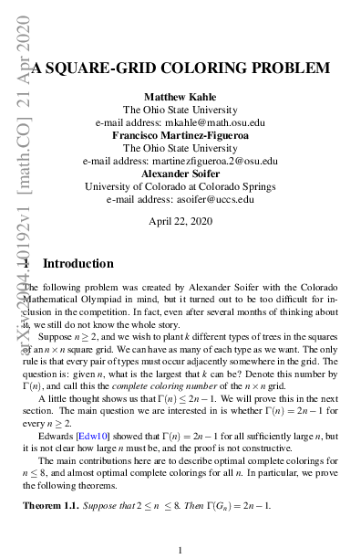 (PDF) A square-grid coloring problem