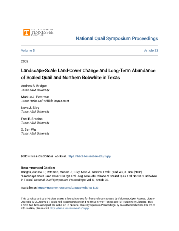 (PDF) Landscape-scale land-cover change and long-term abundance of ...