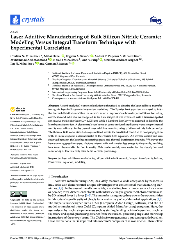 (PDF) Laser Additive Manufacturing of Bulk Silicon Nitride Ceramic ...