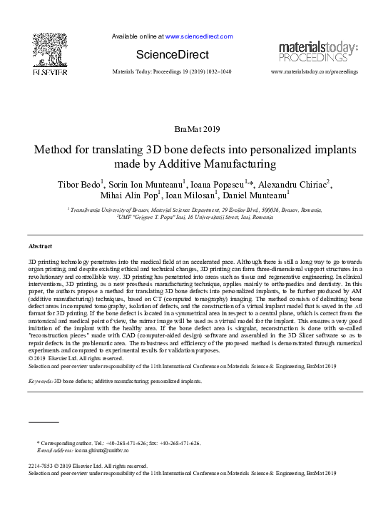 (PDF) Method for translating 3D bone defects into personalized implants ...