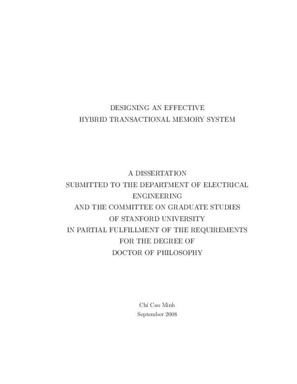 Pdf Designing An Effective Hybrid Transactional Memory System Chi Bui Minh