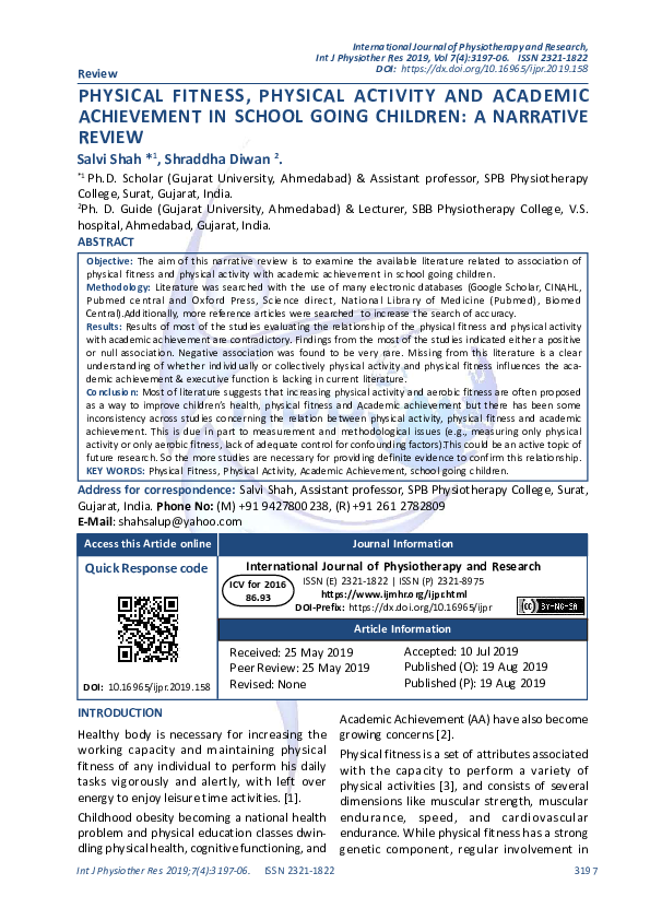 (PDF) Physical Fitness, Physical Activity and Academic Achievement in ...