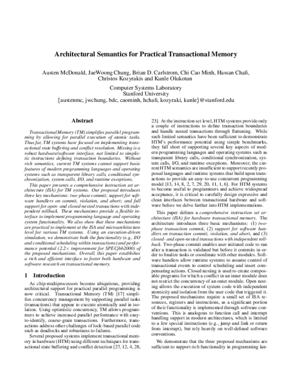 (PDF) Architectural Semantics for Practical Transactional Memory | Chi Bui minh - Academia.edu