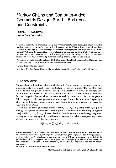 (PDF) Markov chains and computer aided geometric design: Part II---examples and subdivision matrices