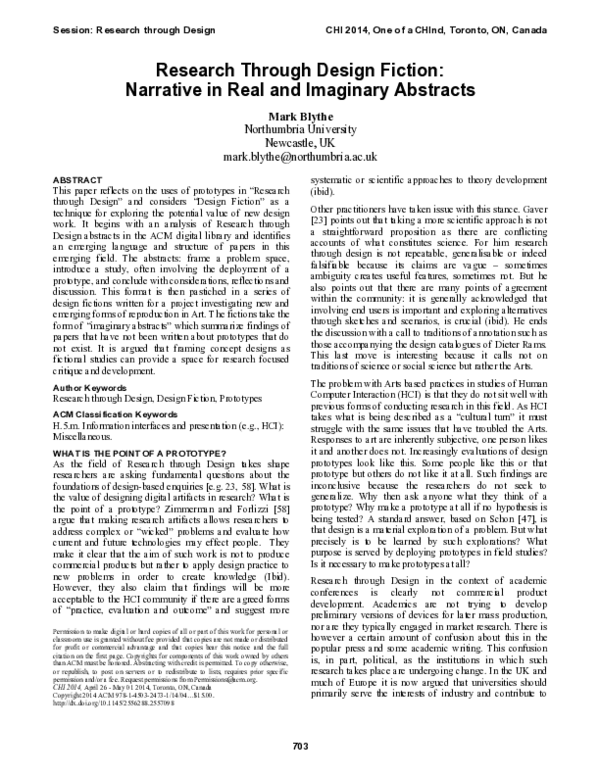 (PDF) Research through design fiction