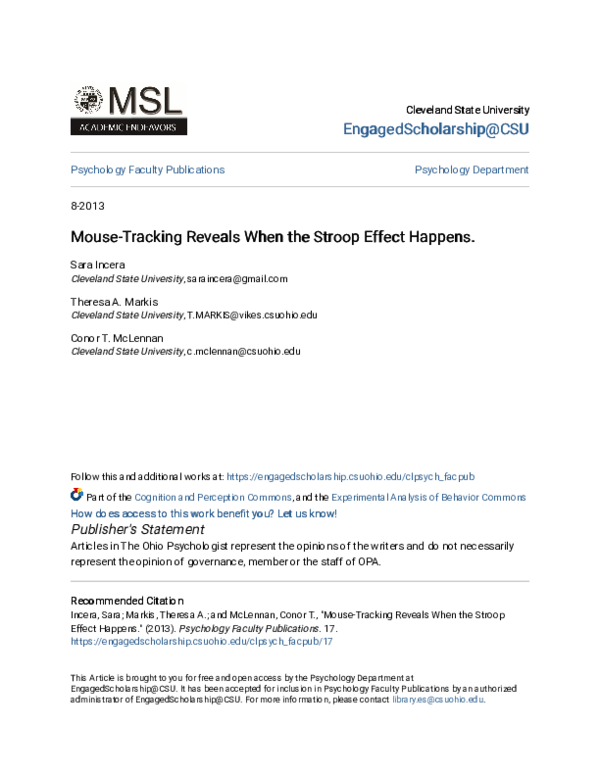 (PDF) Mouse-Tracking Reveals When the Stroop Effect Happens