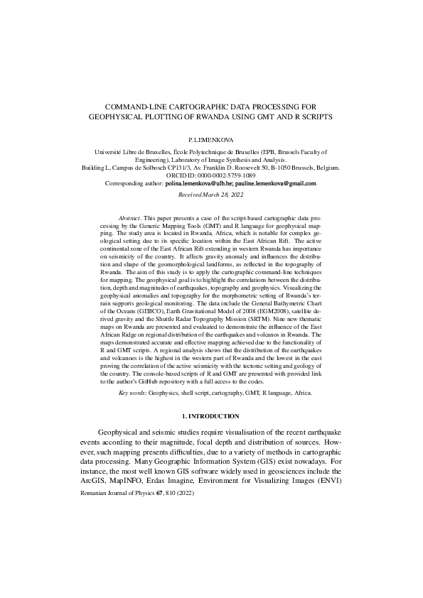 Pdf Command Line Cartographic Data Processing For Geophysical Plotting Of Rwanda Using Gmt And