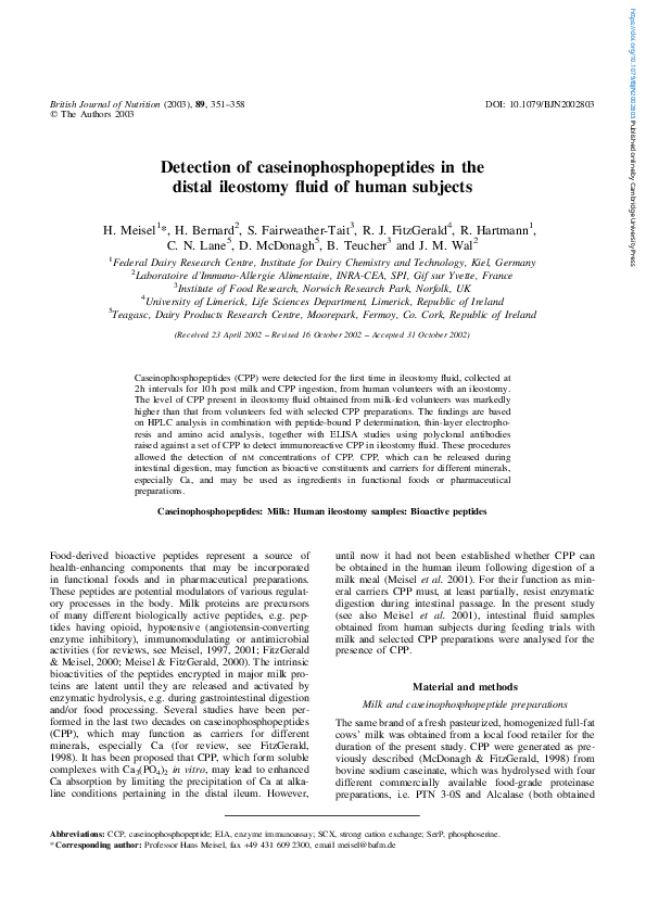 (PDF) Detection of caseinophosphopeptides in the distal ileostomy fluid ...