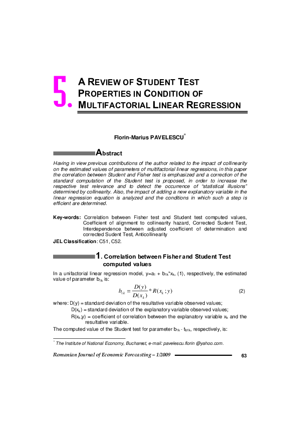 (PDF) A review of Student Test properties in condition of ...