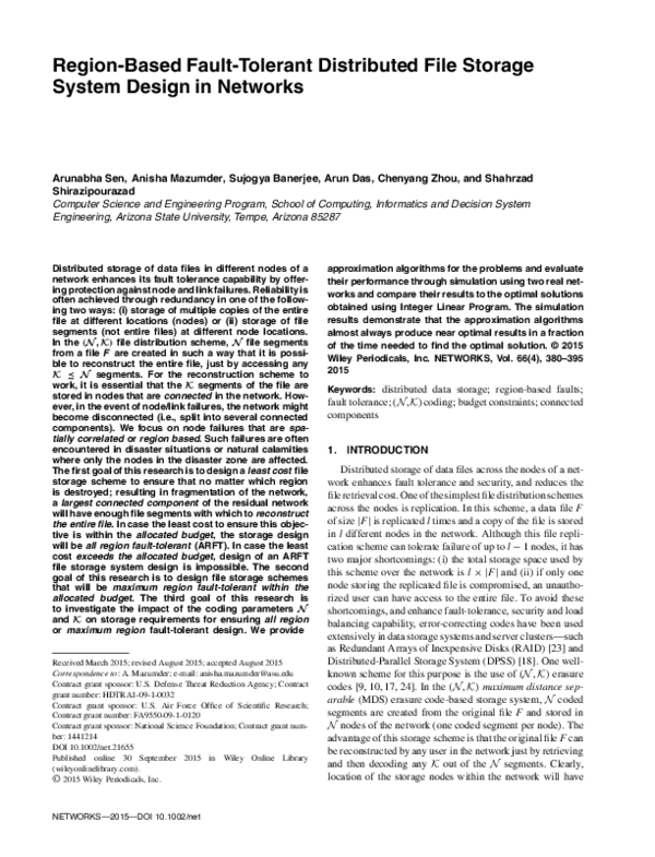 (PDF) Region based fault-tolerant distributed file storage system ... (PDF) Region based fault-tolerant distributed file storage system ...