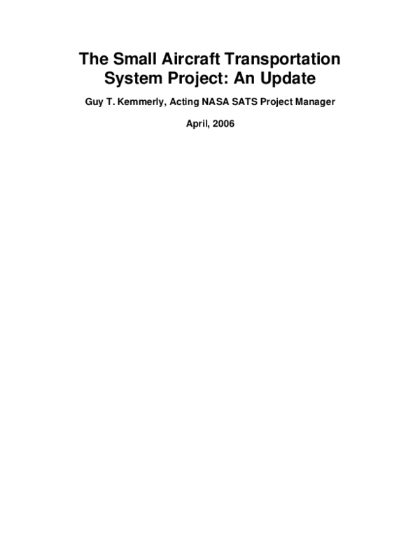 (PDF) The Small Aircraft Transportation System project : an update ...
