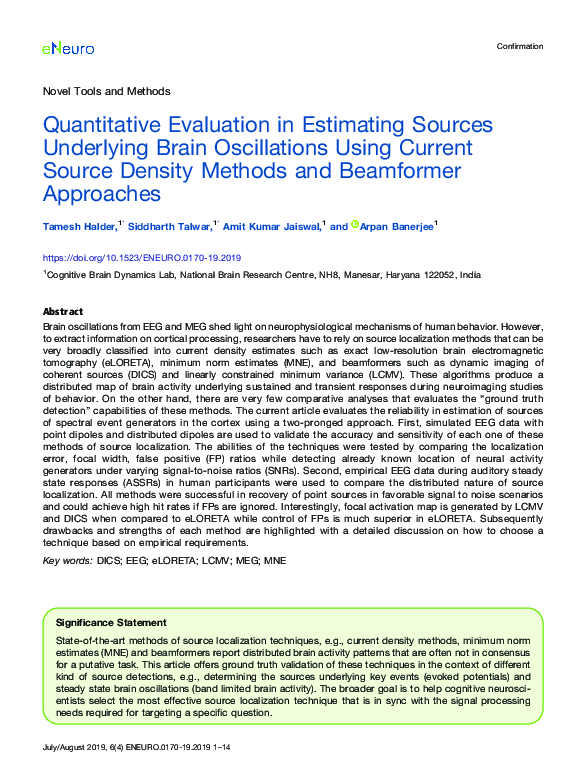 (PDF) Quantitative Evaluation in Estimating Sources Underlying Brain Oscillations Using Current ...