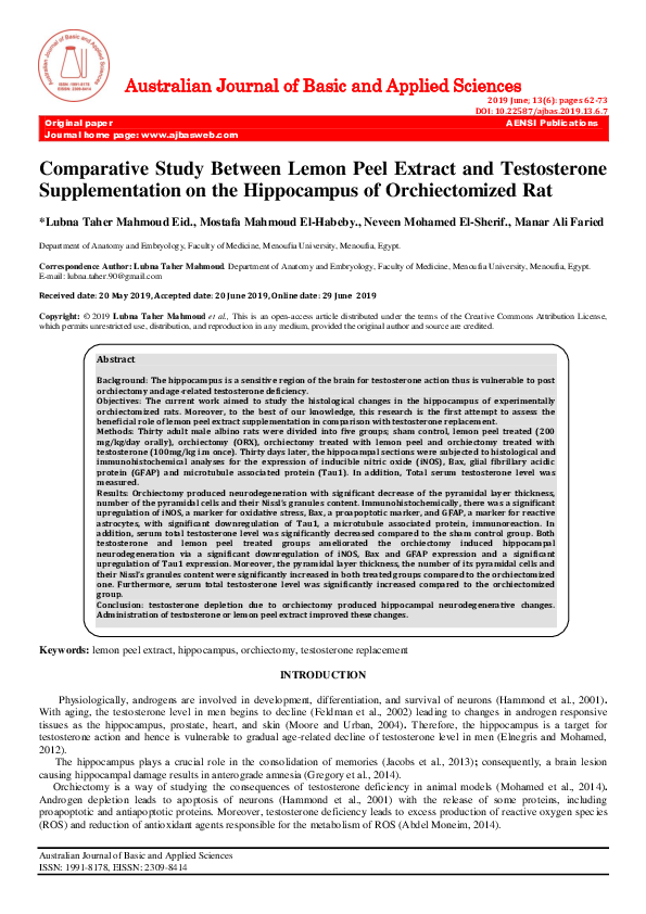 (PDF) Comparative Study Between Lemon Peel Extract and Testosterone ...