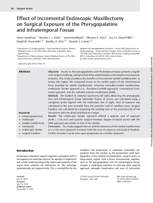 (PDF) Effect of Incremental Endoscopic Maxillectomy on Surgical ...