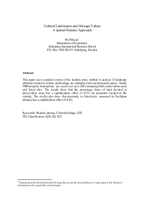 (PDF) Cultural Landscape Characteristics and Heritage Values A ...