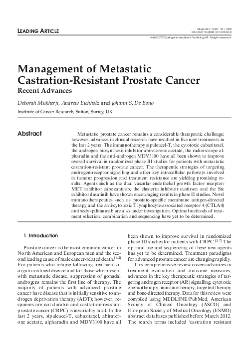 (PDF) Management of Metastatic Castration-Resistant Prostate Cancer