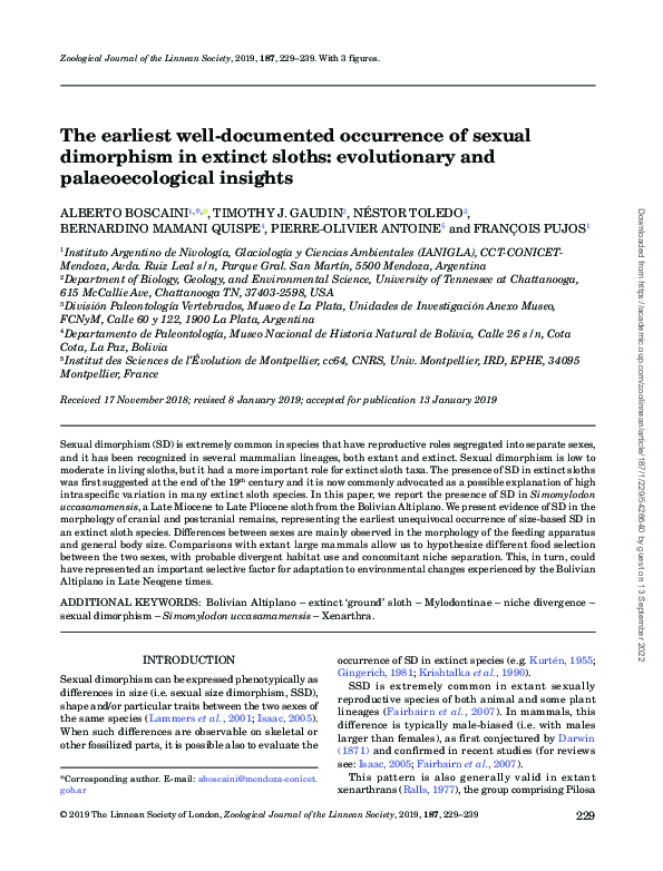 (PDF) The earliest well-documented occurrence of sexual dimorphism in ... (PDF) The earliest well-documented occurrence of sexual dimorphism in ...