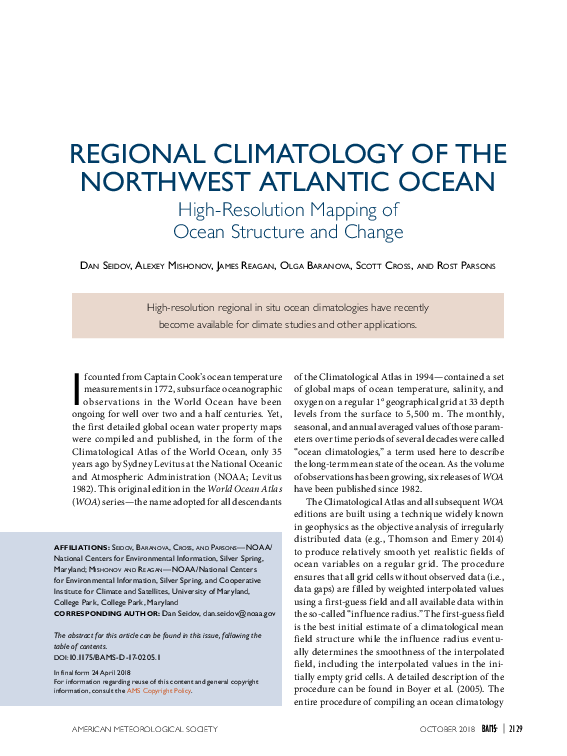 (PDF) Regional Climatology of the Northwest Atlantic Ocean: High ...