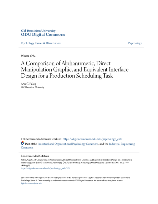 (PDF) A Comparison of Alphanumeric, Direct Manipulation Graphic, and ...