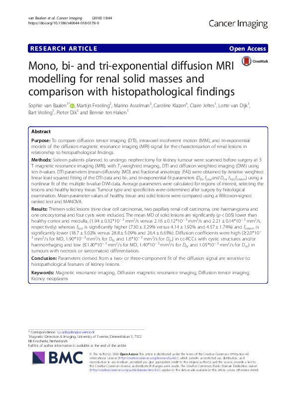 (PDF) Mono, bi- and tri-exponential diffusion MRI modelling for renal ...