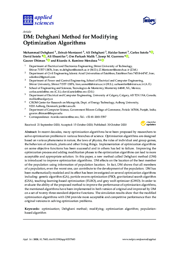 (PDF) DM: Dehghani Method for Modifying Optimization Algorithms