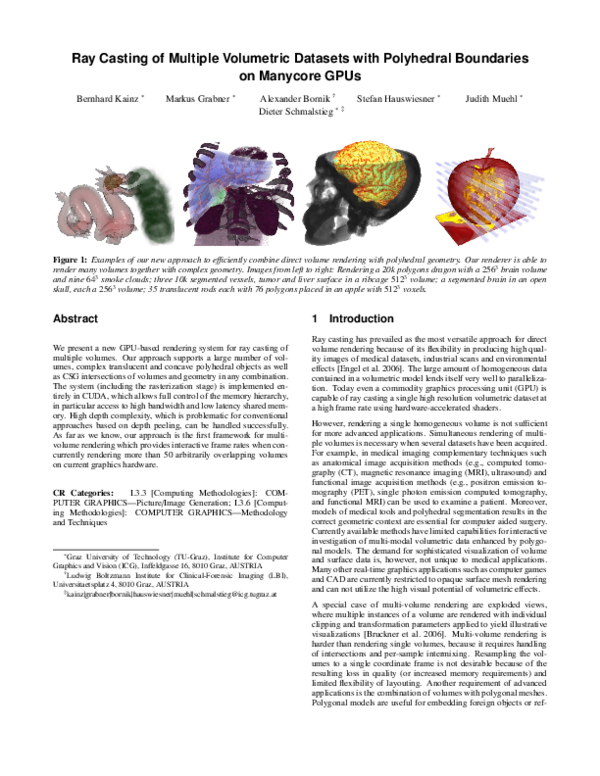 (PDF) Ray casting of multiple volumetric datasets with polyhedral boundaries on manycore GPUs