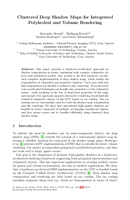 (PDF) Clustered Deep Shadow Maps for Integrated Polyhedral and Volume ...