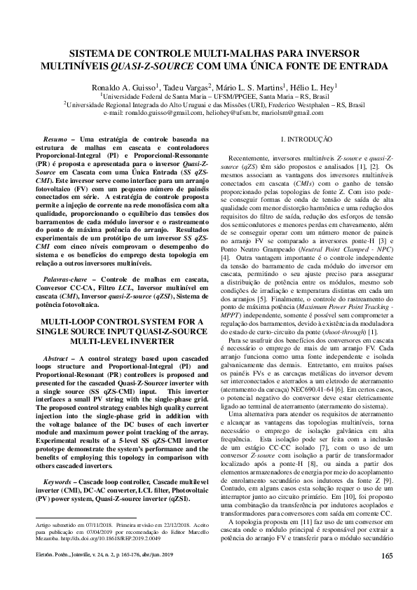 Pdf Multi Loop Control System For A Single Source Input Quasi Z
