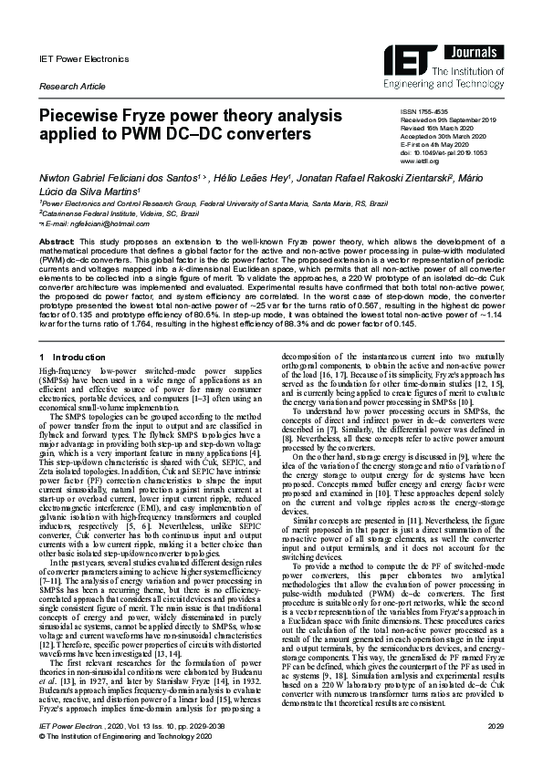 (PDF) Piecewise Fryze power theory analysis applied to PWM DC–DC converters | Mário Lúcio da ...