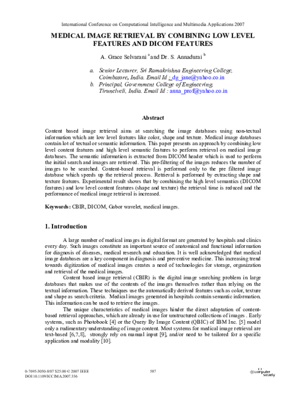 (PDF) Medical Image Retrieval by Combining Low Level Features and DICOM ...