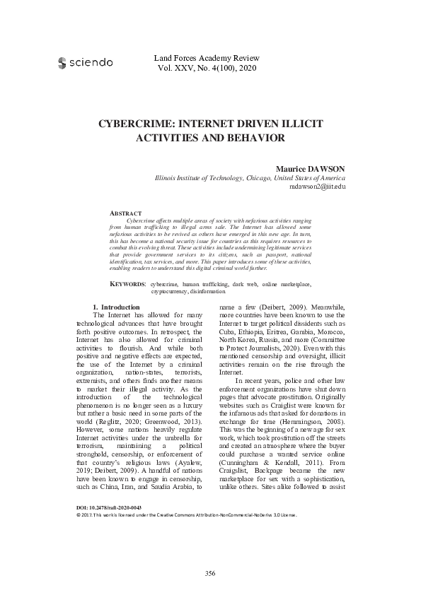 (PDF) Cybercrime: Internet Driven Illicit Activities and Behavior