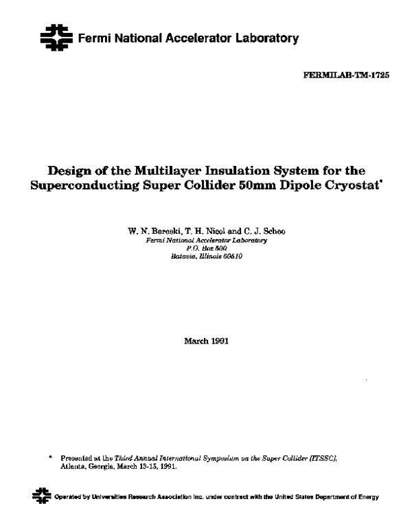 (PDF) Design of the Multilayer Insulation System for the ...