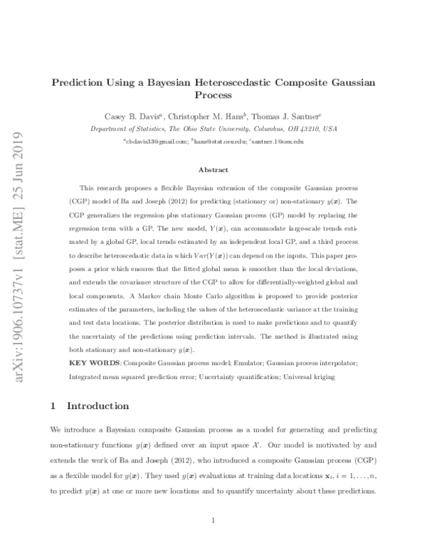 (PDF) Prediction Using a Bayesian Heteroscedastic Composite Gaussian Process