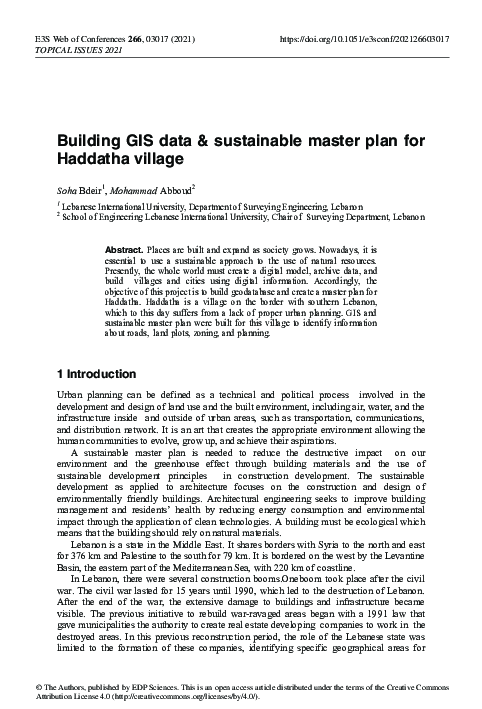 (PDF) Building GIS data sustainable master plan for Haddatha village