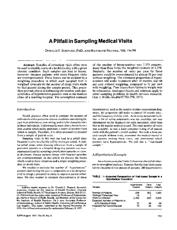 (PDF) A pitfall in sampling medical visits