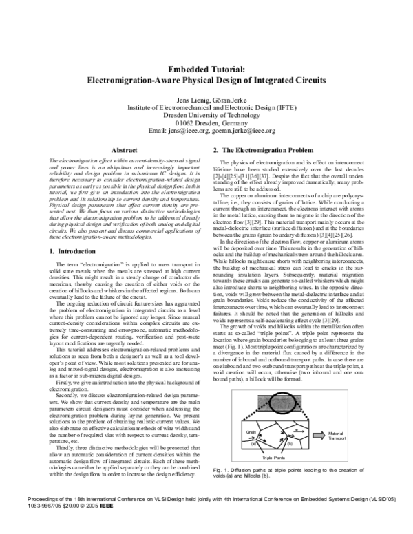 (PDF) Electromigration-aware physical design of integrated circuits | Jens Lienig - Academia.edu