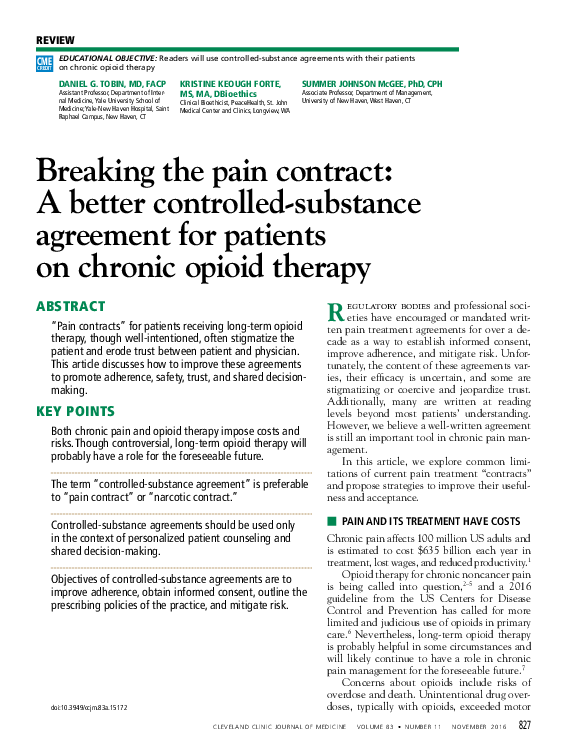 (PDF) Breaking the pain contract: A better controlled-substance ...