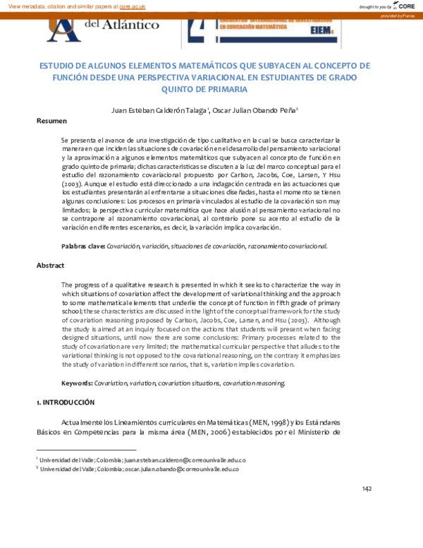 (PDF) Estudio de algunos elementos matemáticos que subyacen al concepto ...