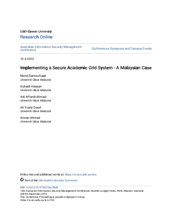 (PDF) Secure Grid System Implementation in Malaysia
