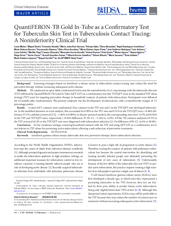 (PDF) QuantiFERON-TB Gold In-Tube as a Confirmatory Test for Tuberculin ...