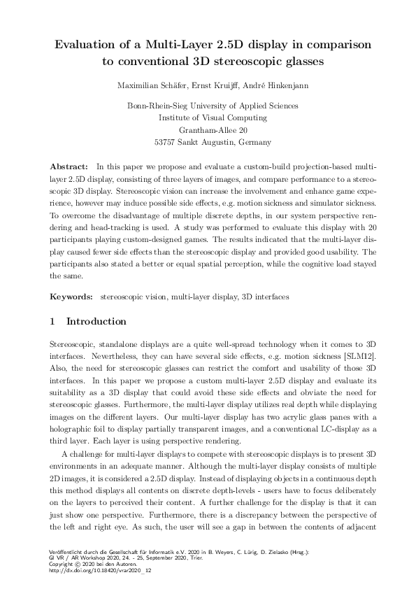 (PDF) Evaluation of a Multi-Layer 2.5D display in comparison to ...