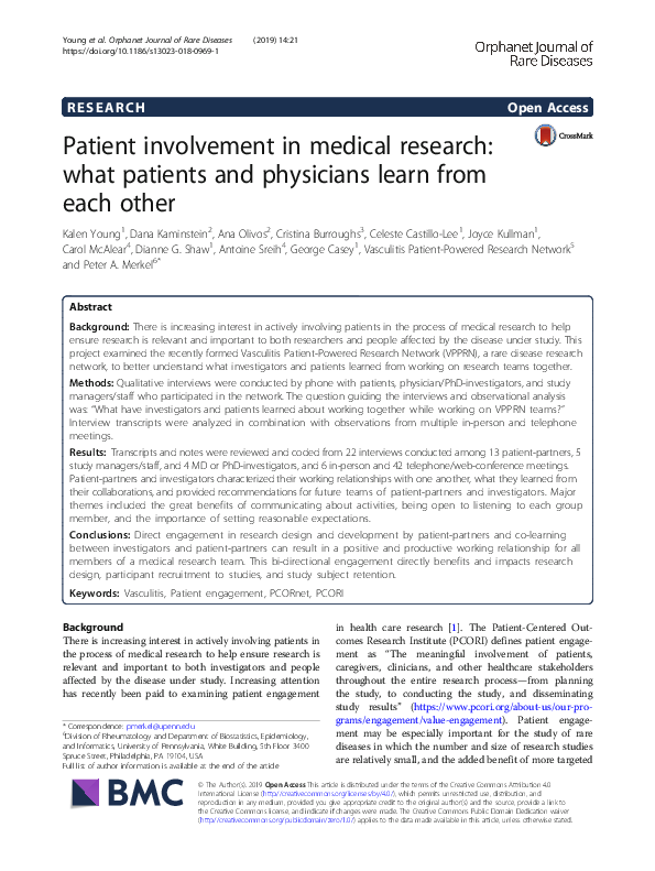 (PDF) Patient involvement in medical research: what patients and ...