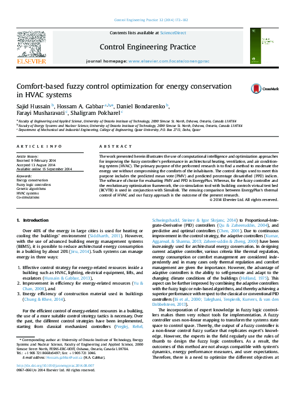 (PDF) Comfort-based fuzzy control optimization for energy conservation ...