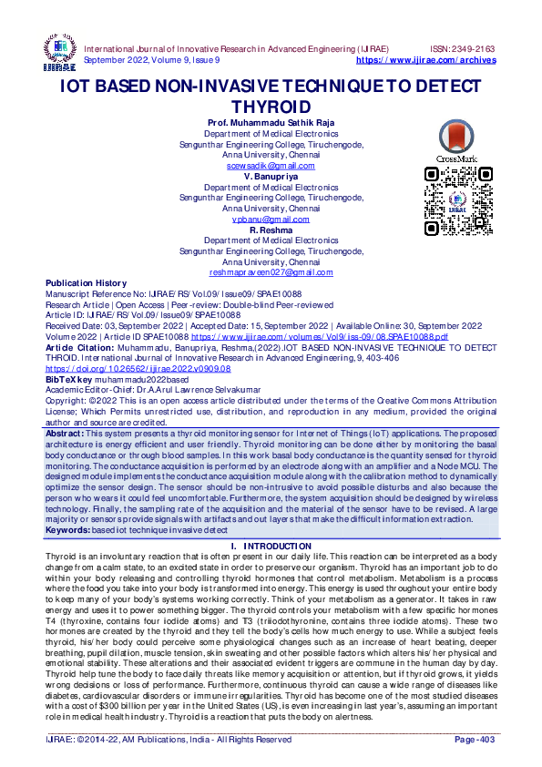 (PDF) IOT BASED NON-INVASIVE TECHNIQUE TO DETECT THYROID